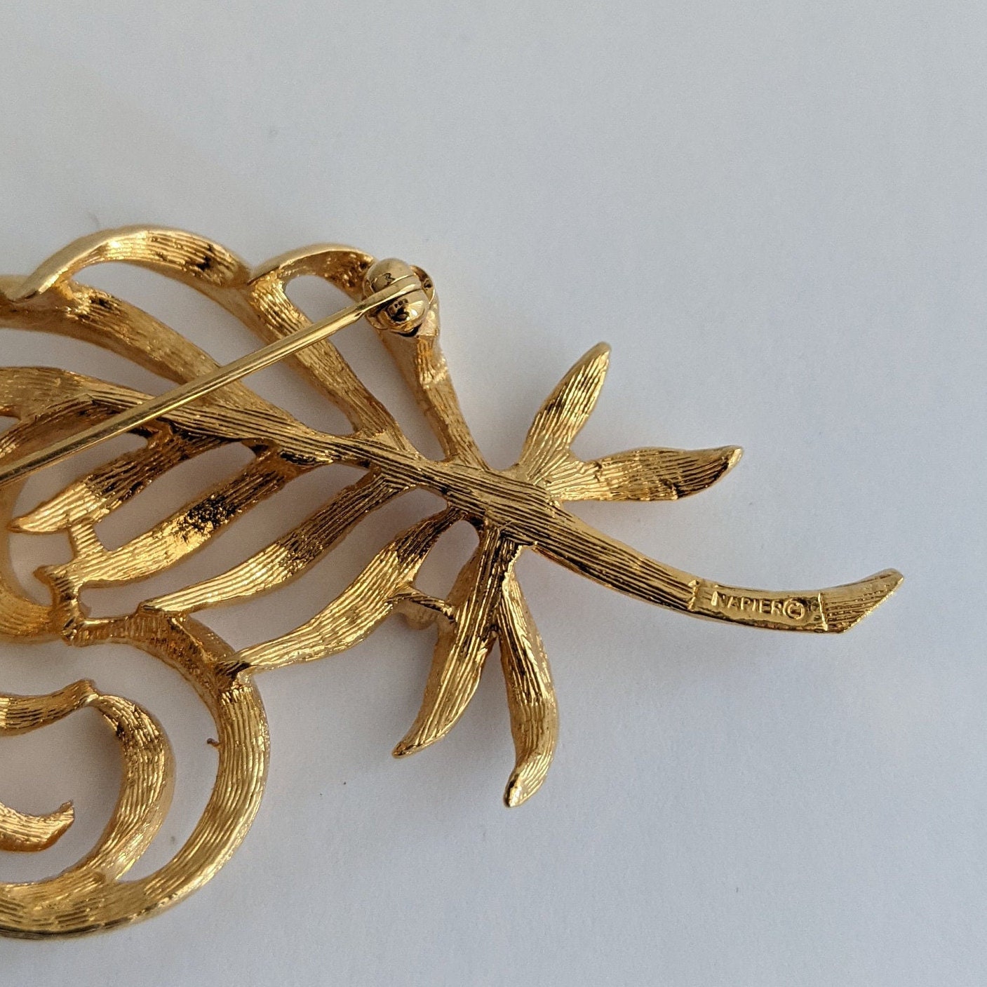 Vintage Napier Brooch Feather Brooch Polished and Textured Goldtone ...