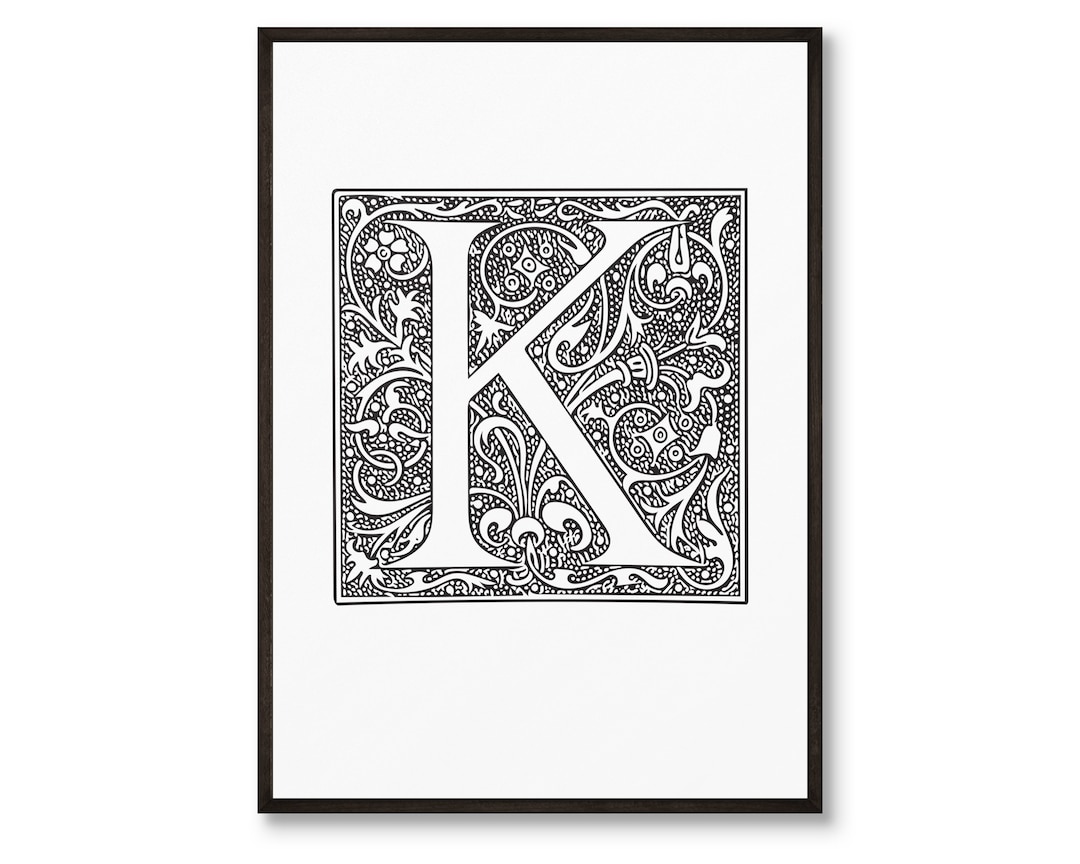 Personalised Monogram Letter ‘K’ Wall Art - Instant Downloadable ...