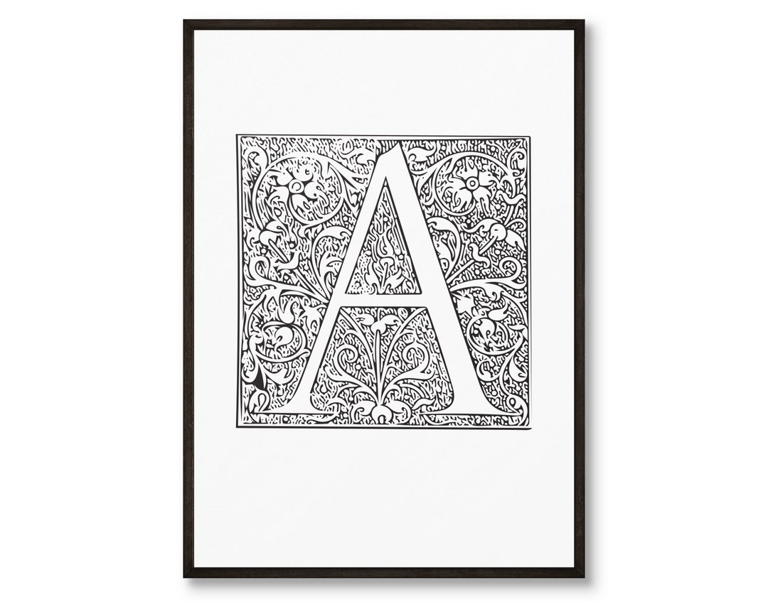 Personalised Monogram Letter ‘A’ Wall Art - Instant Downloadable ...