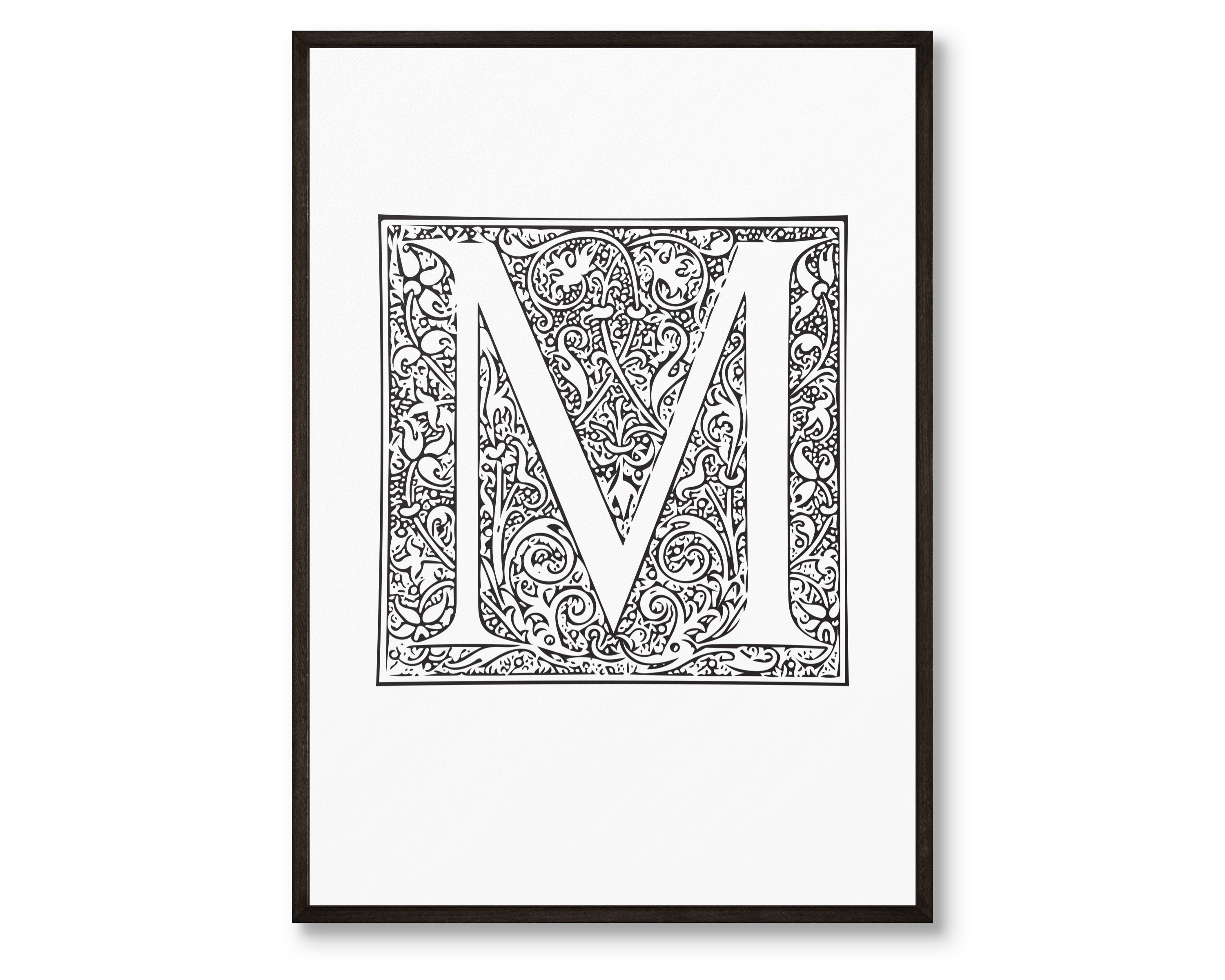 Personalised Monogram Letter M Wall Art Instant Downloadable Digital ...