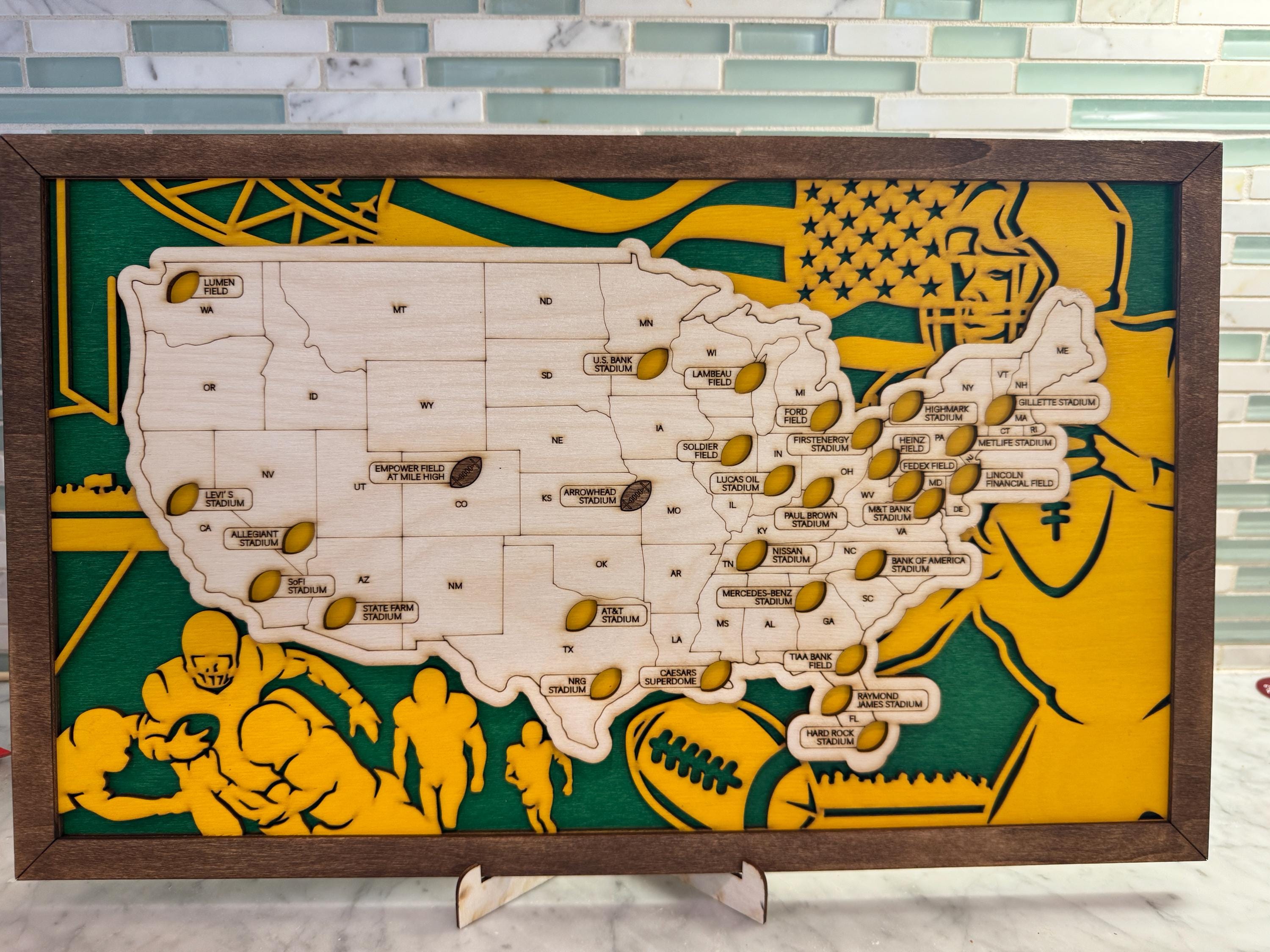 Football Stadium Interactive Puzzle Tracker Map. All NFL Teams and ...