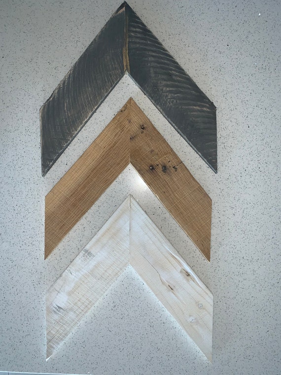 Reclaimed Wood Chevron Arrow Wall Art Set of Three | Etsy