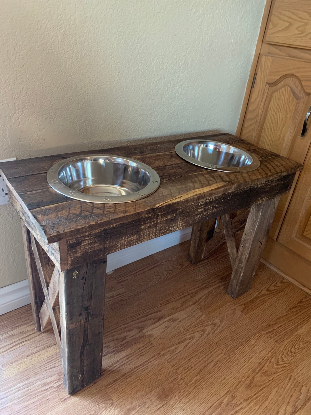 Rustic Dog Feeding Stand, Station With Bowls - Etsy