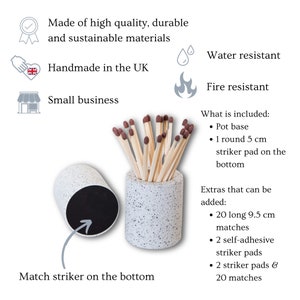 Match Pot With Striker Pad Round Matchstick Holder Candle Accessories ...