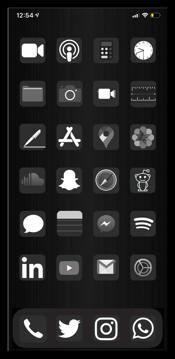 Minimalist Black Ios Icon Set - Etsy