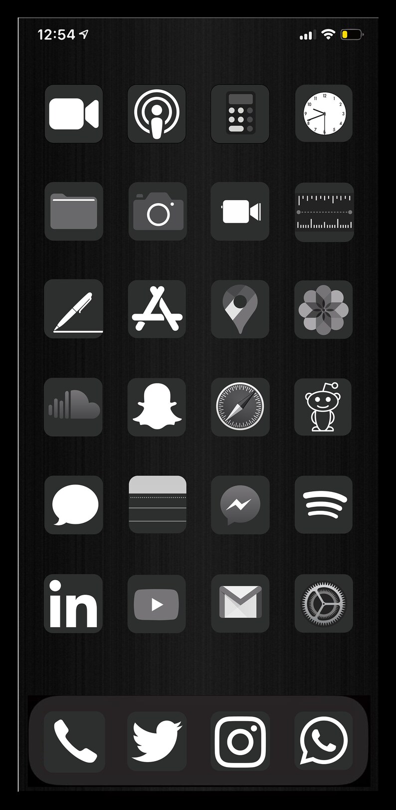 Minimalist Black Ios Icon Set - Etsy