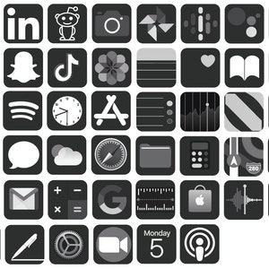 Minimalist Black Ios Icon Set - Etsy