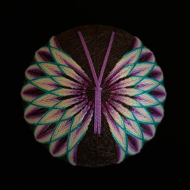 Handmade Temari Ball "butterfly and Flower", Traditional Japanese Kiku ...