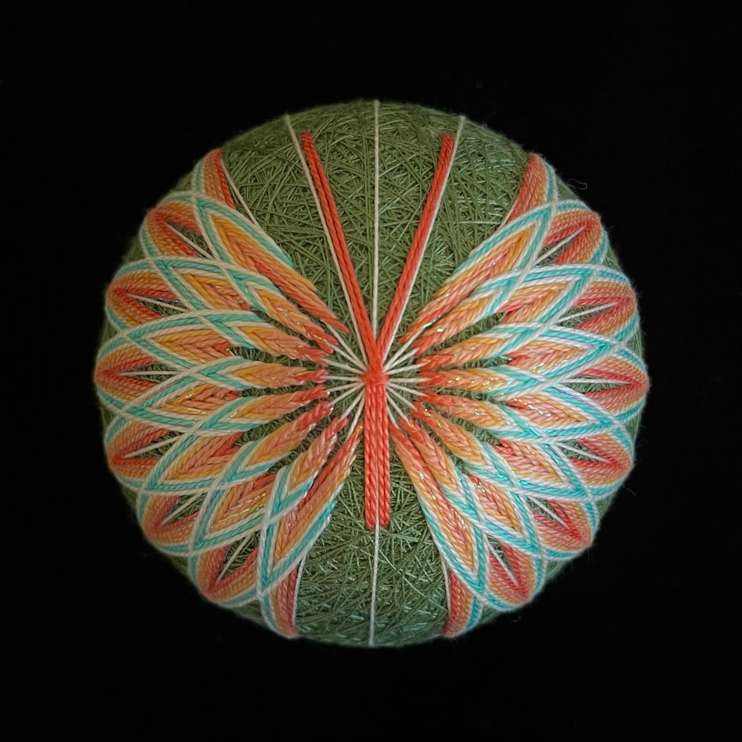 Handmade Temari Ball "butterfly and Flower", Traditional Japanese Kiku ...