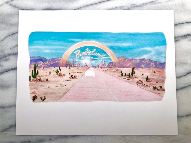 Barbieland Art Print, Barbie Movie Art, Film Production Design, Desert ...