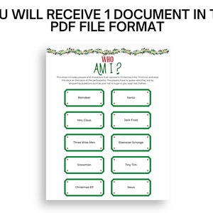 Christmas Who Am I? | Christmas Party Game Printable | Digital Download ...