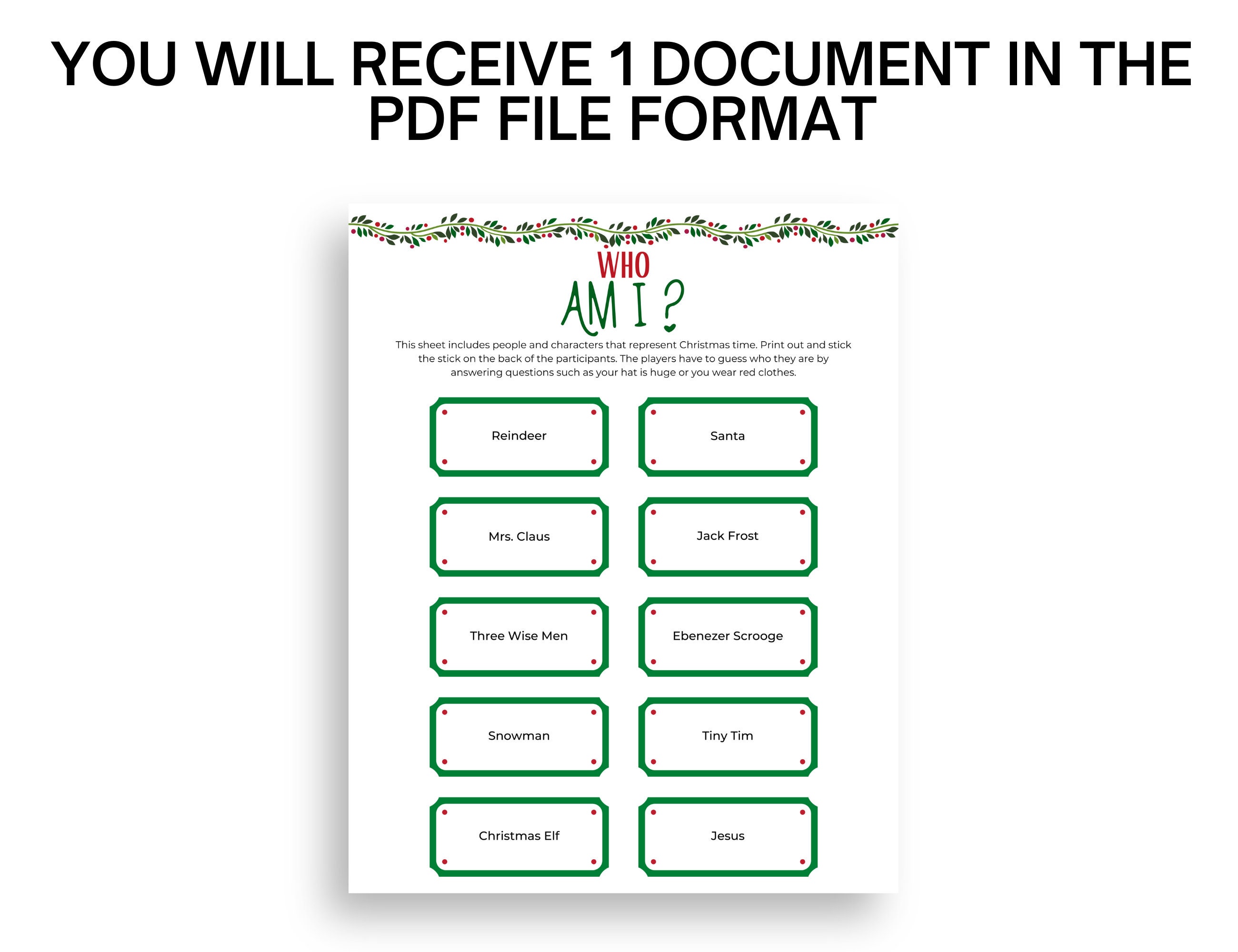 Christmas Who Am I? | Christmas Party Game Printable | Digital Download ...