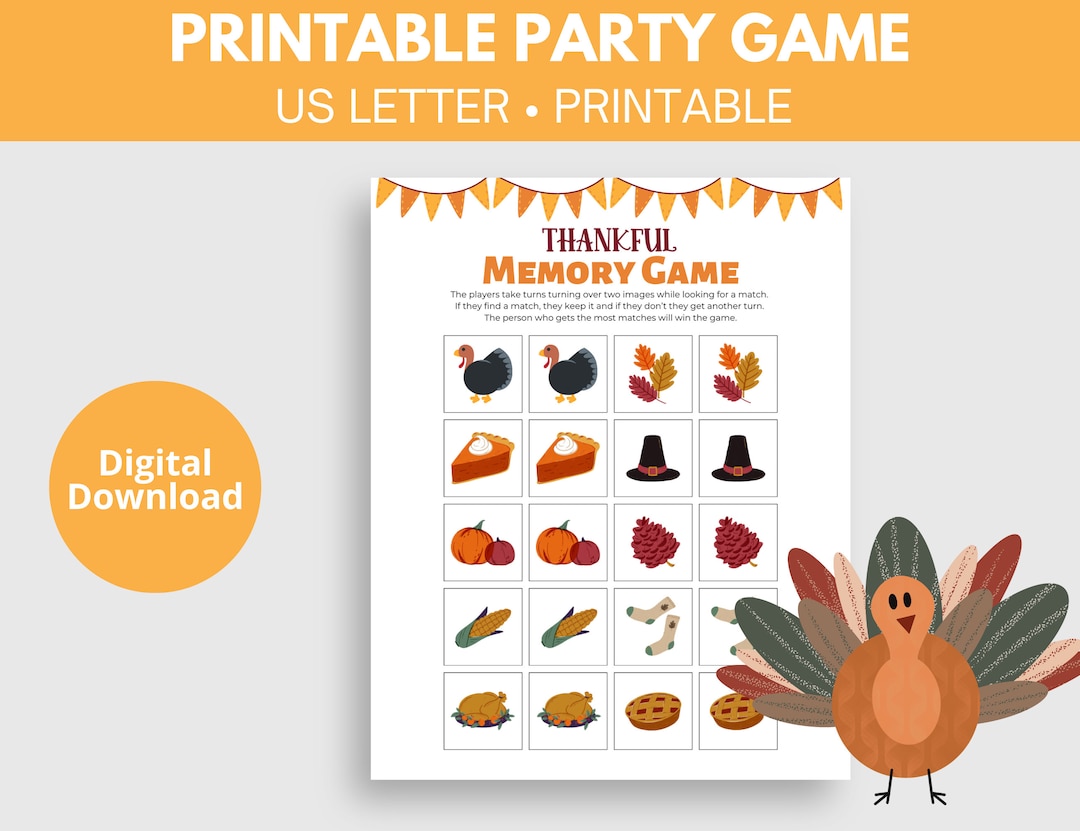 Thanksgiving Memory Game | Thanksgiving Party Game | Friendsgiving Game ...