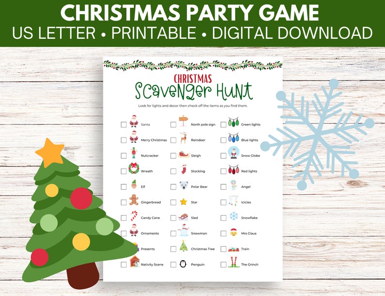 Christmas Scavenger Hunt | Christmas Party Game Printable | Digital ...
