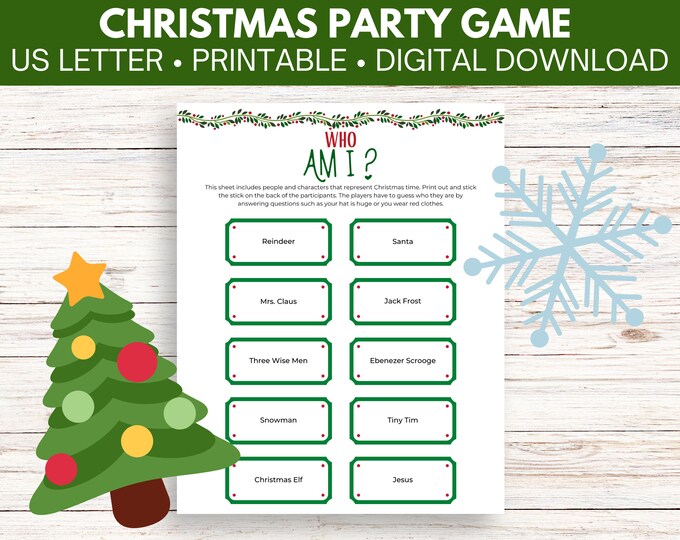 Who Am I? - Printable Game - Hedbanz - Headbands - Christmas Family ...