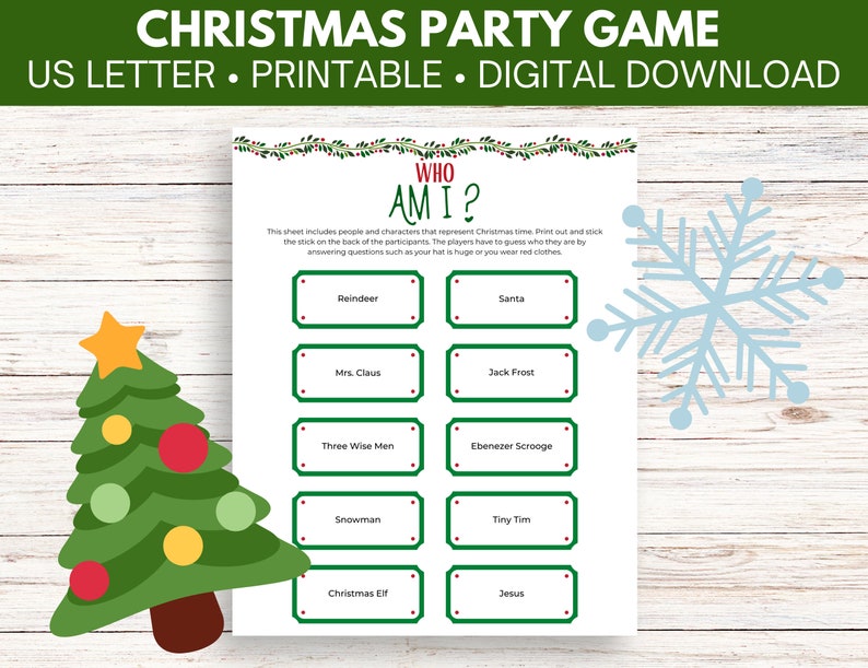 Christmas Who Am I? | Christmas Party Game Printable | Digital Download ...