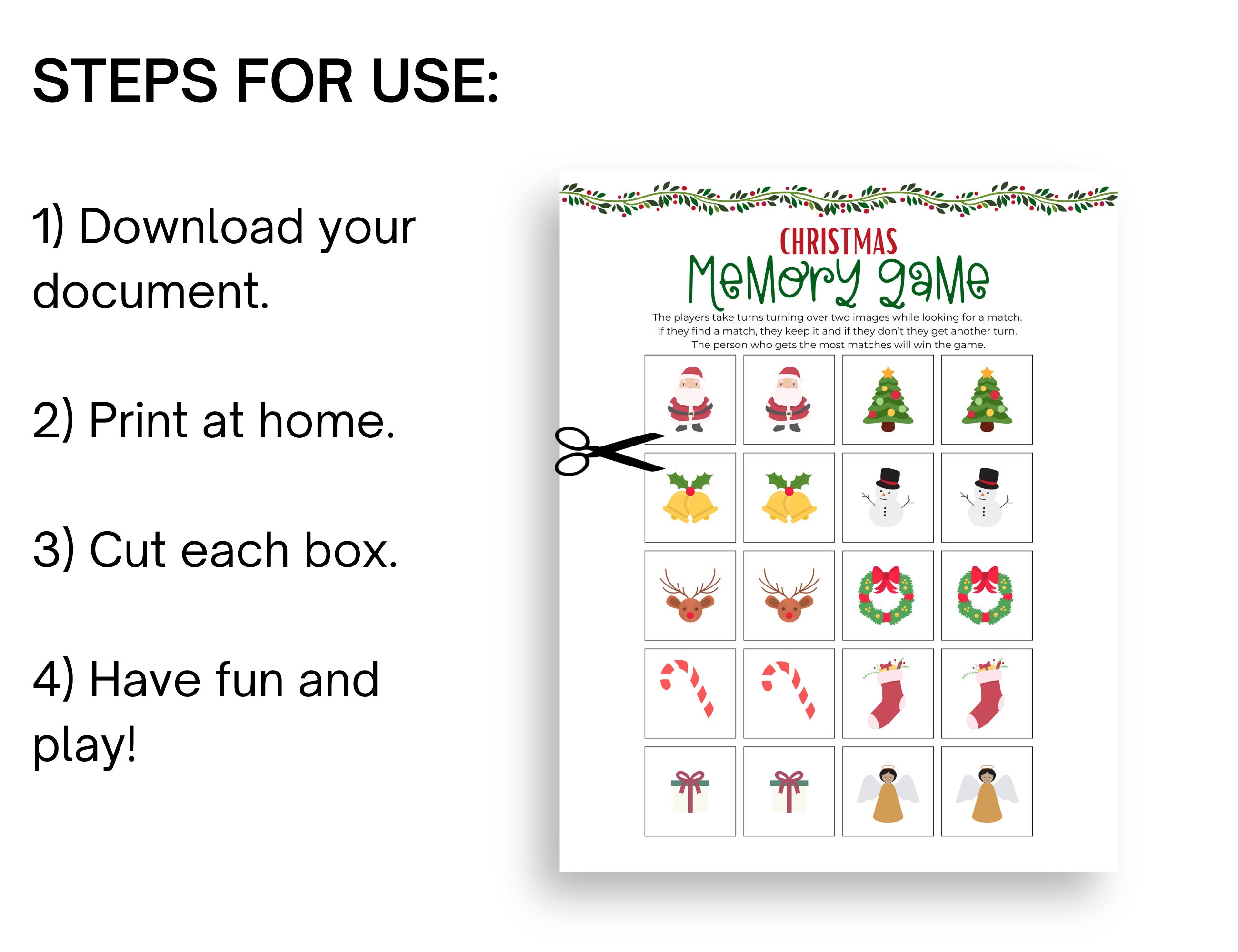 Christmas Memory Game | Christmas Party Game Printable | Digital ...