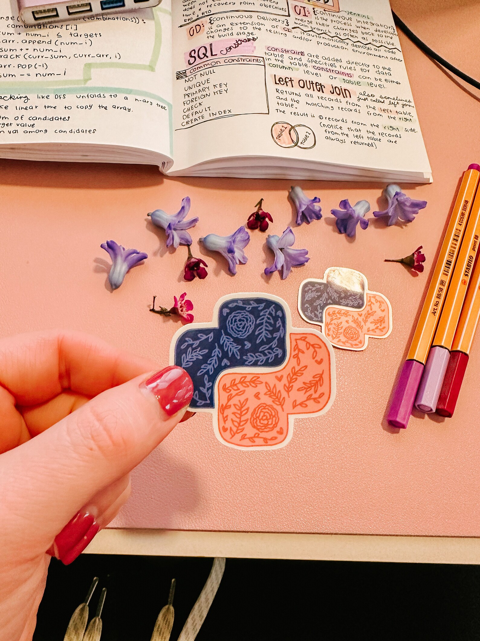 Floral Python Logo Sticker - Waterproof Laptop Decal - Etsy