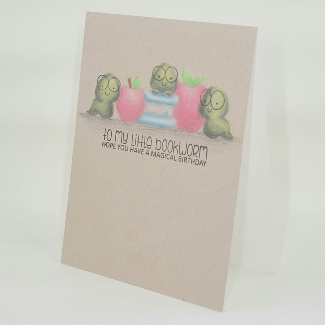 Handmade Cute Reading Bookworm Birthday Card - Etsy