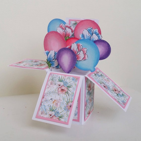 Handmade Birthday Balloons 3D Pop up Box Card | Etsy
