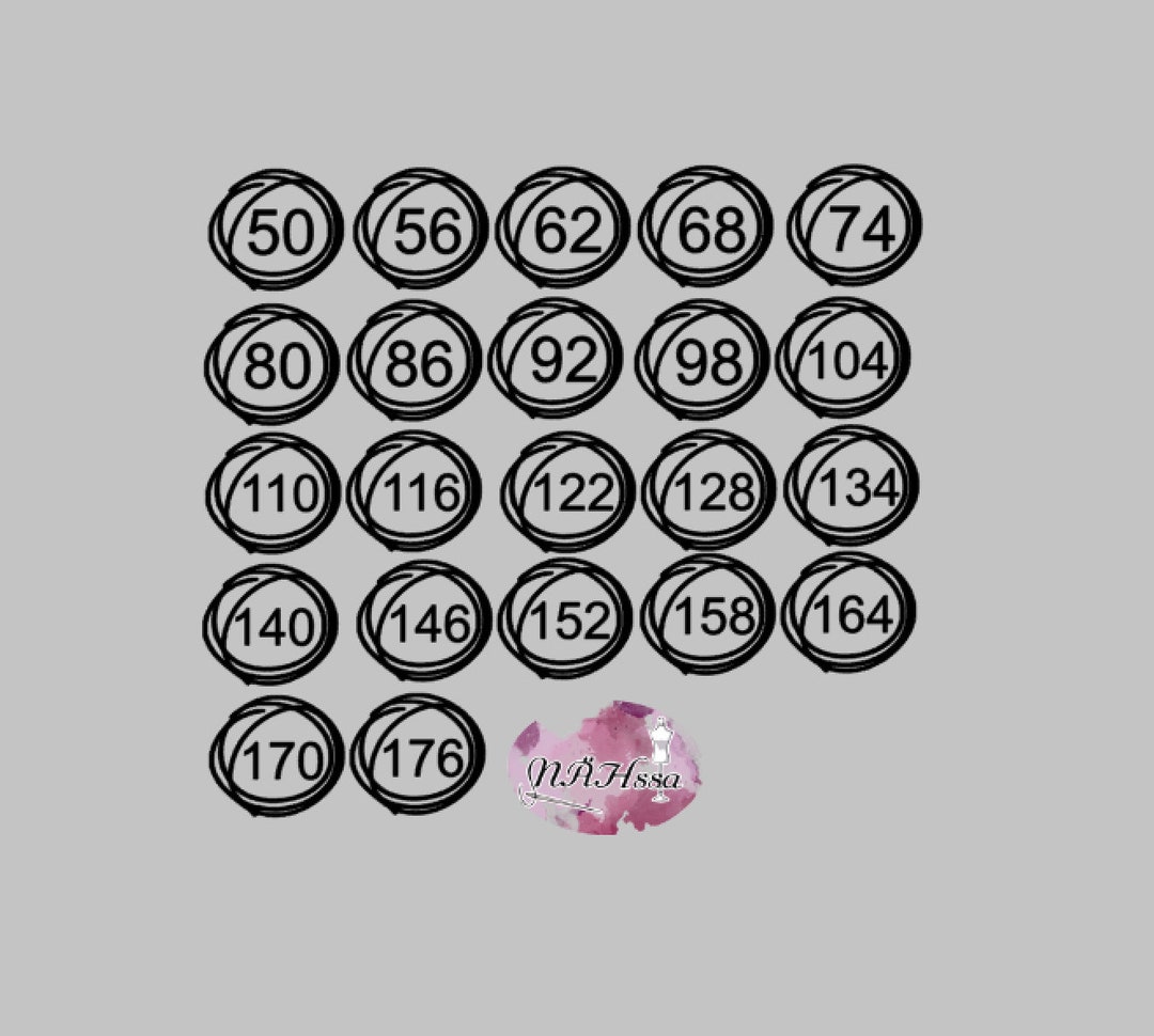 10 Iron-on Size Labels Circle Individual Sizes - Etsy