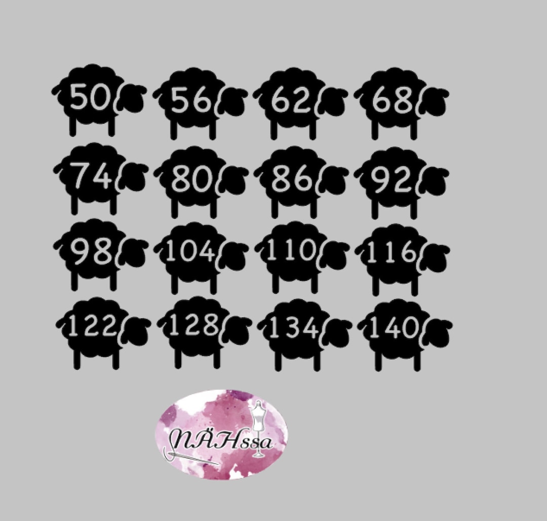 10 Iron-on Size Labels Sheep Individual Sizes - Etsy UK