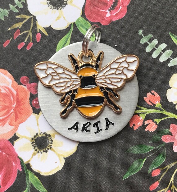 Bee Pet Id Tag / Bumblebee Charm Pet Id Tag / Honey Bee Dog - Etsy