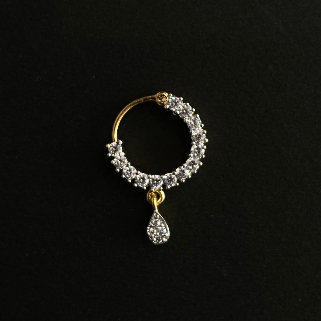 Diamond Nose Ring/gold Nath/indian Nose Ring/indian Jewelry/ Piercing ...