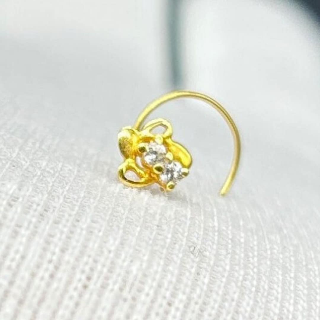 18 Carat Gold Nose Pin / Gold Nose Ring / Gold Wire Nose Ring - Etsy