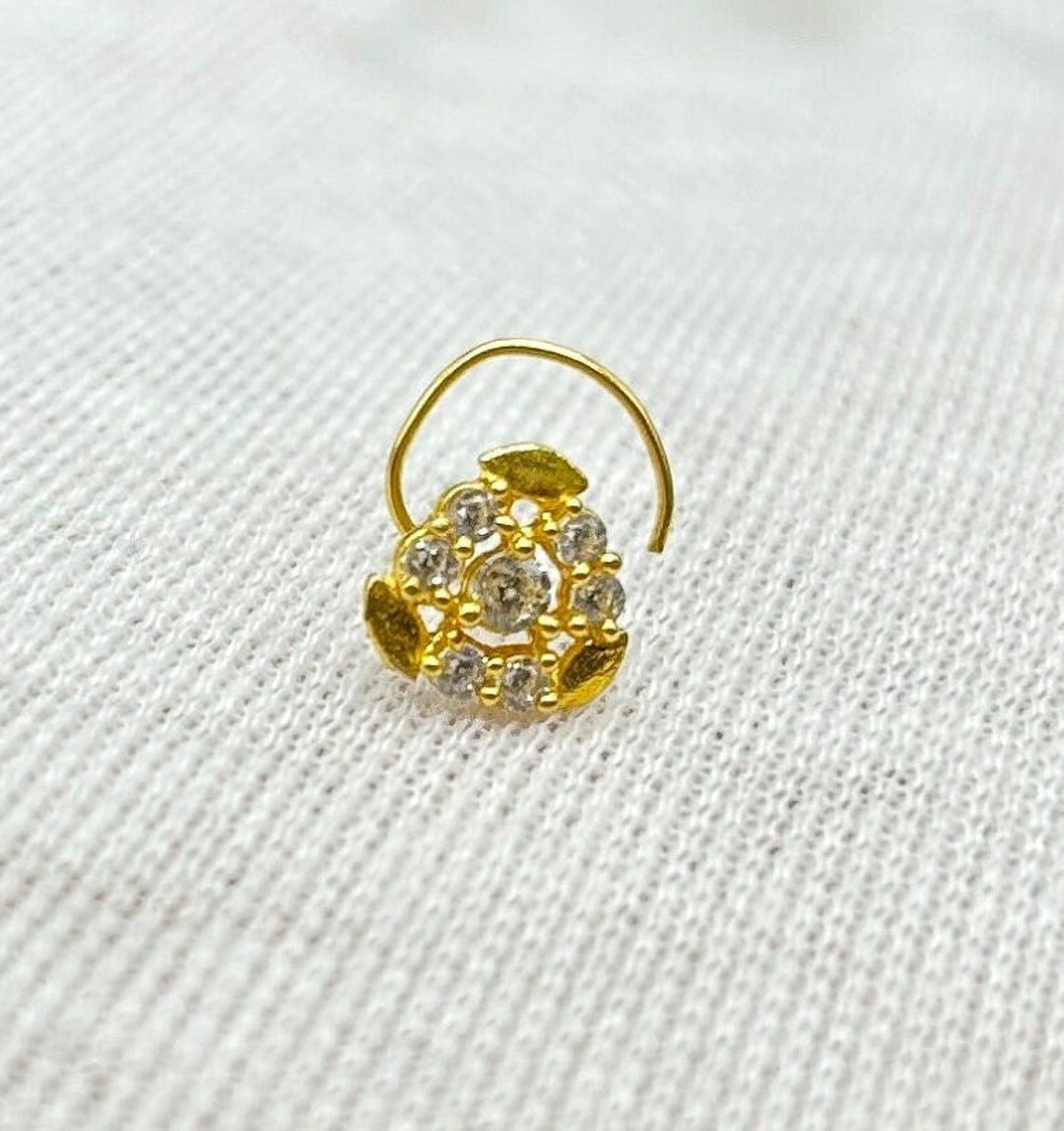 18 Carat Gold Nose Pin / Gold Nose Ring / Gold Wire Nose Ring - Etsy