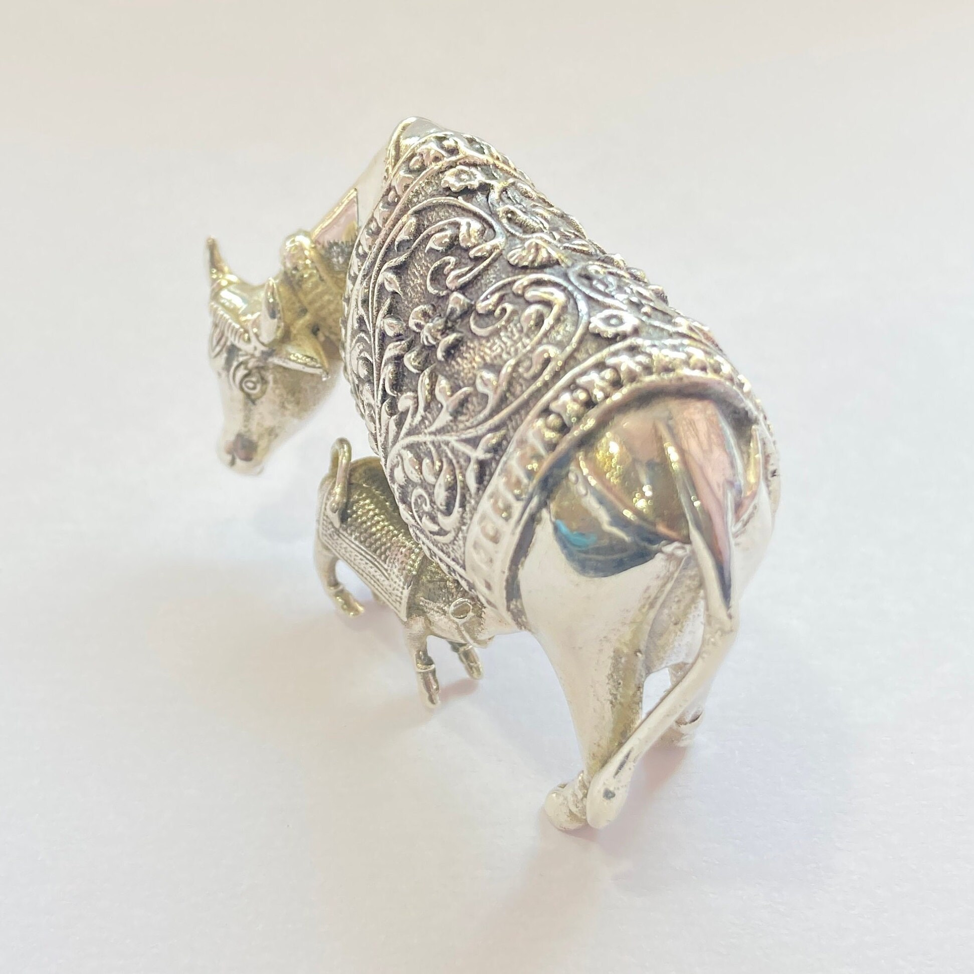 925 Sterling Silver Cow With Calf Idol / Silver Kamdhenu Cow - Etsy