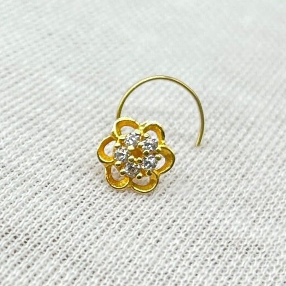 18 Carat Gold Nose Pin / Gold Nose Ring / Gold Wire Nose Ring - Etsy