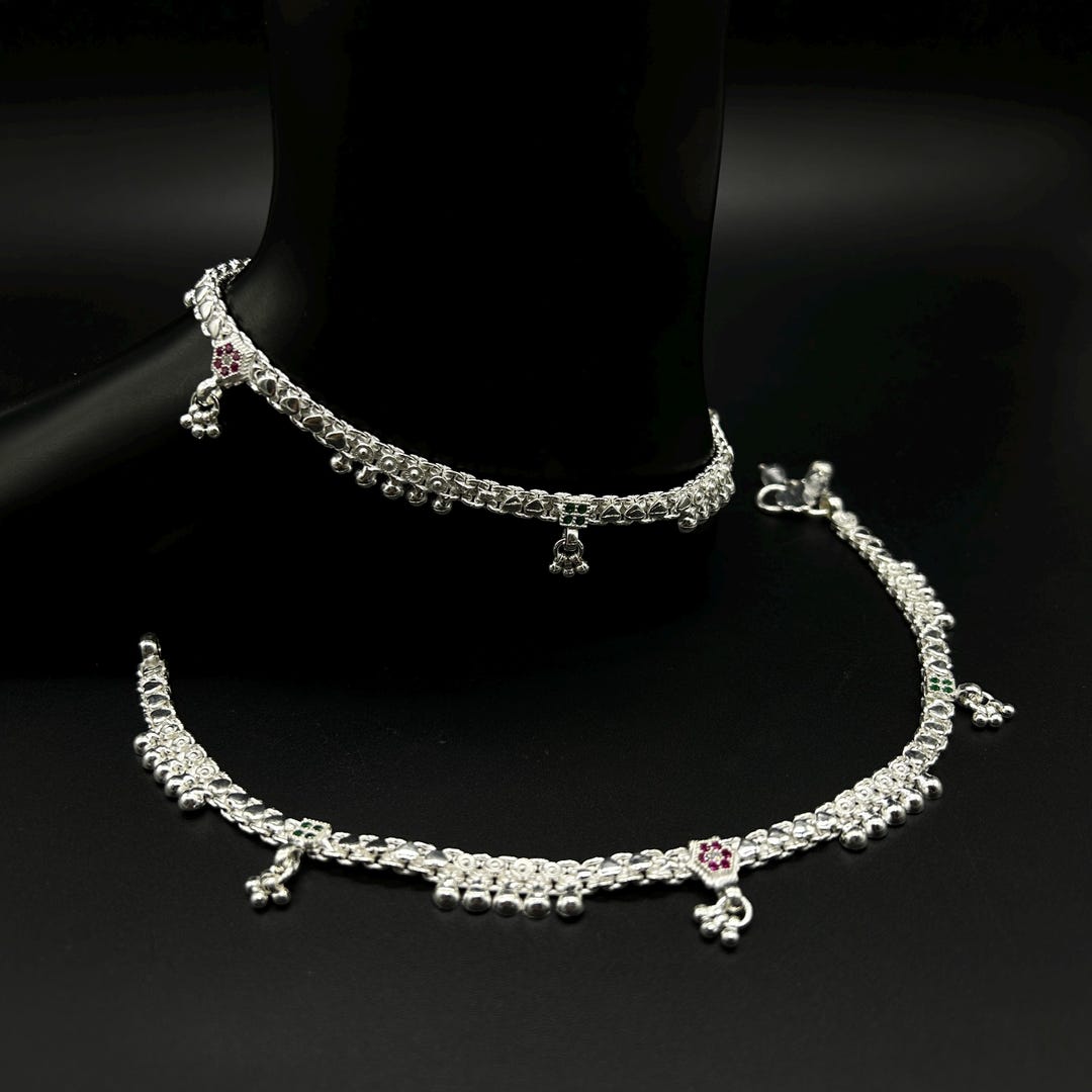 925 Sterling Silver Anklet / Silver Payal / Anklet - Etsy