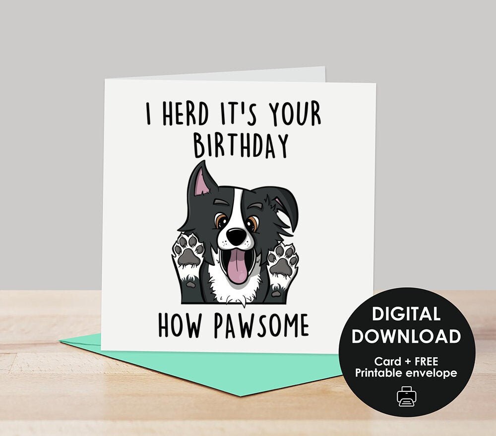 Printable Card, Printable Birthday Card, Happy Birthday Card, Dog ...