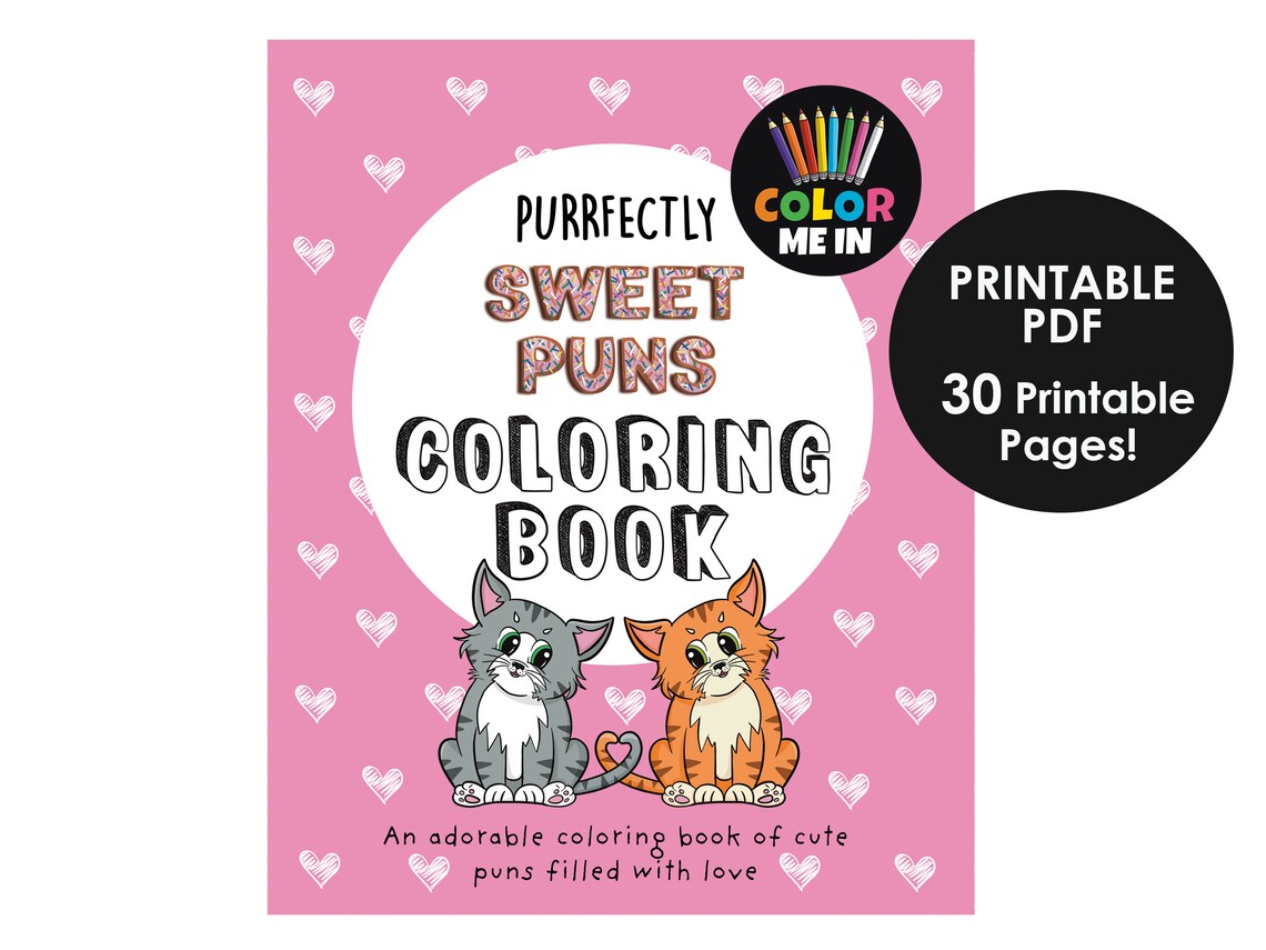 Printable Coloring Book, Purrfectly Sweet Puns Coloring Book, Printable ...