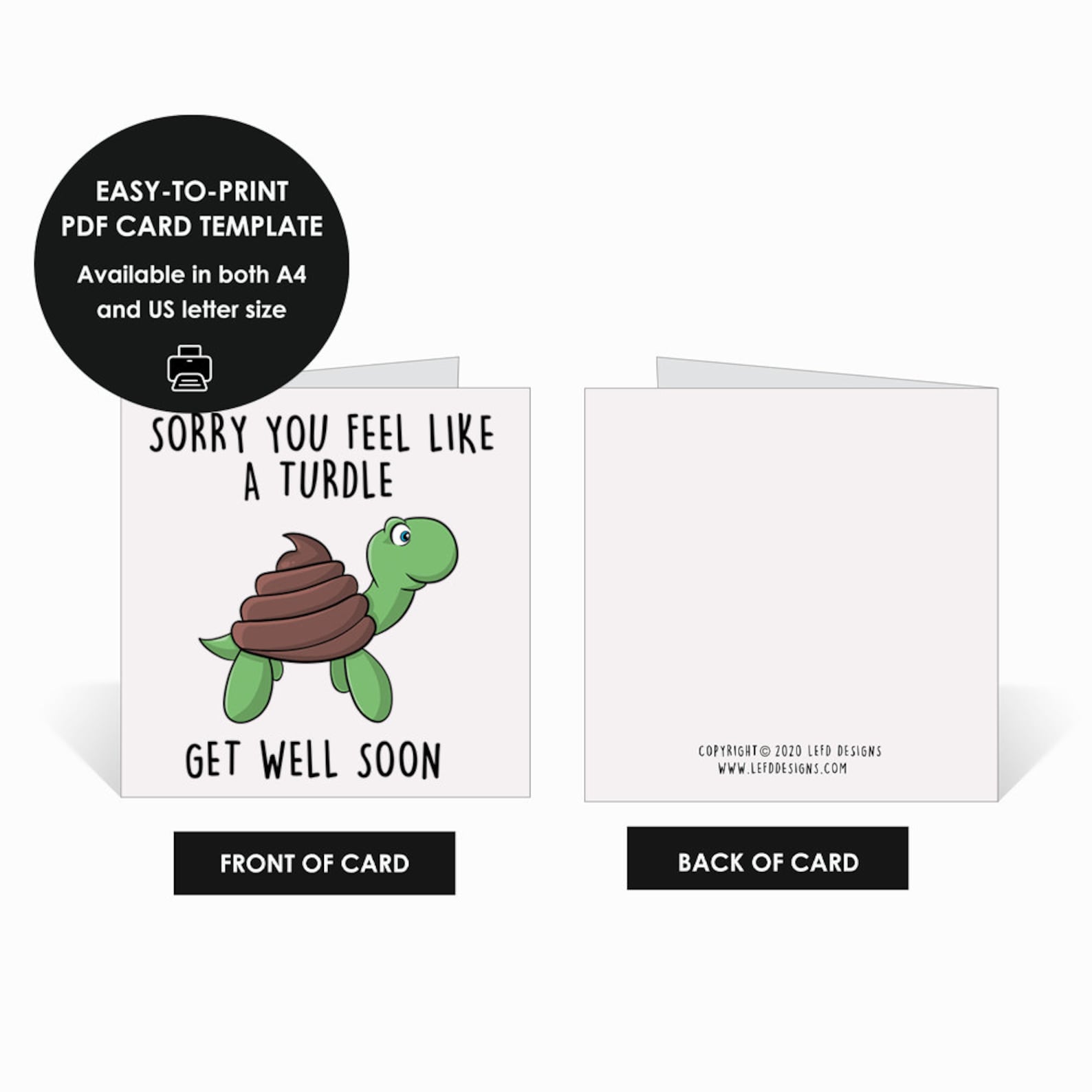 Printable Card, Get Well Soon Card, Printable Get Well Card, Funny Get ...