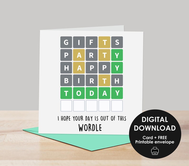 Wordle Birthday Card - Instant Download Cards, Printable Greeting Card ...