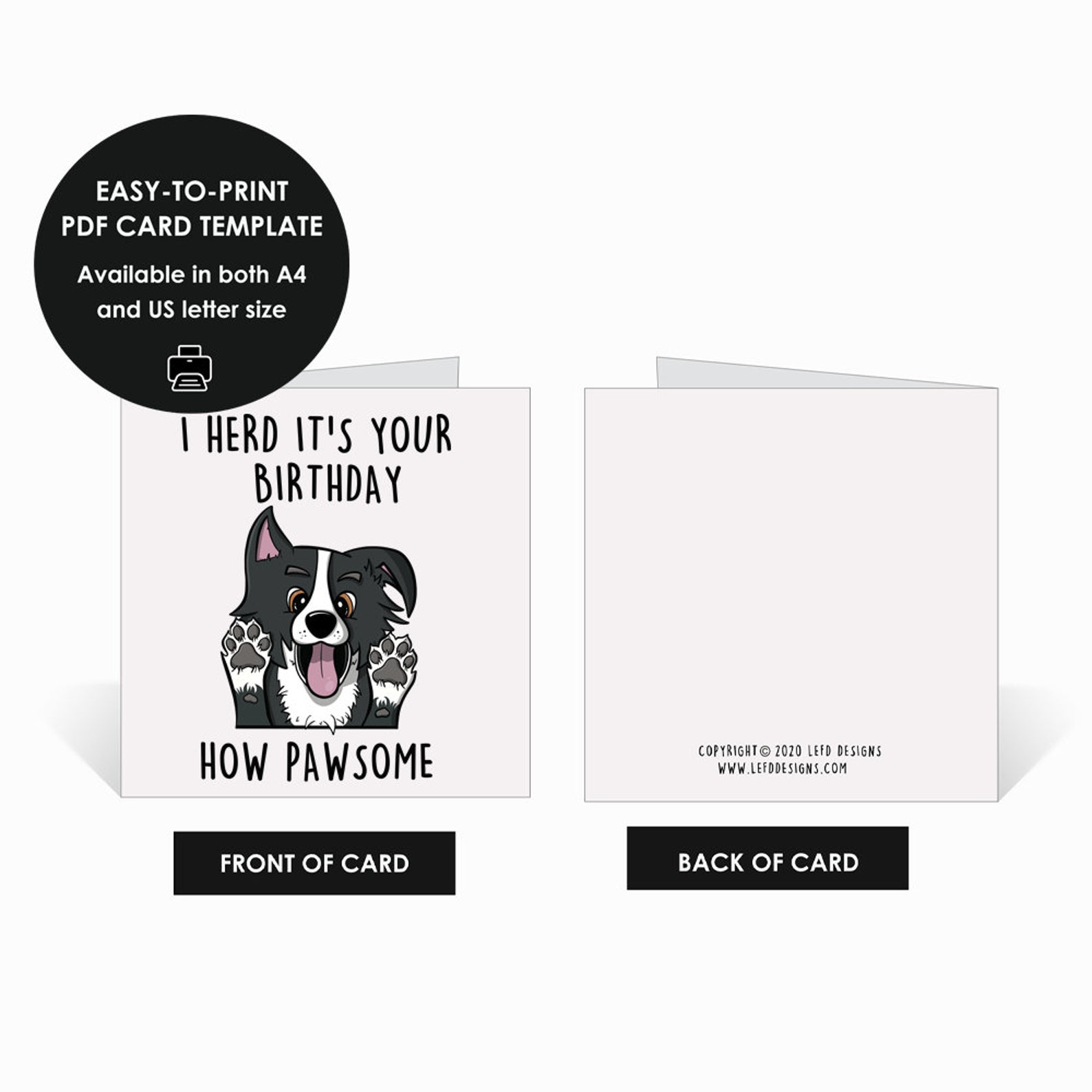 Printable Card, Printable Birthday Card, Happy Birthday Card, Dog ...