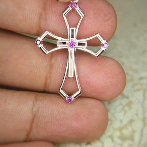 0.2ct Natural Pink Diamond 2.542g, 14K Rose Gold Pendant Necklace Cross ...
