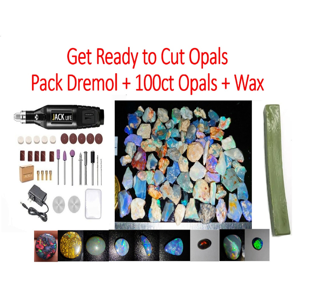 Pack 100ct Rough Opal Parcel + Dremol + Cabbing Wax Natural Start ...