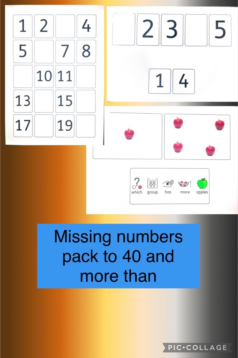 Missing Numbers to 40 and More Than - Etsy
