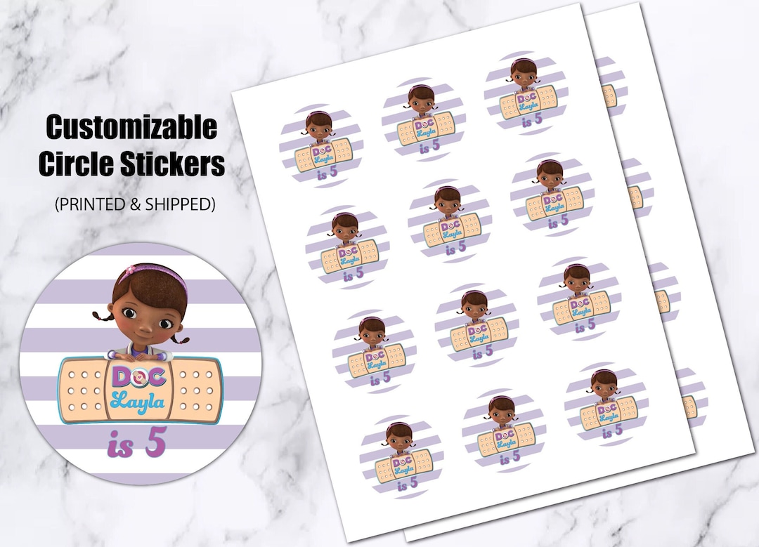 Doc Mcstuffins Party Stickers, Birthday Decor, Thank You Labels, Favour ...