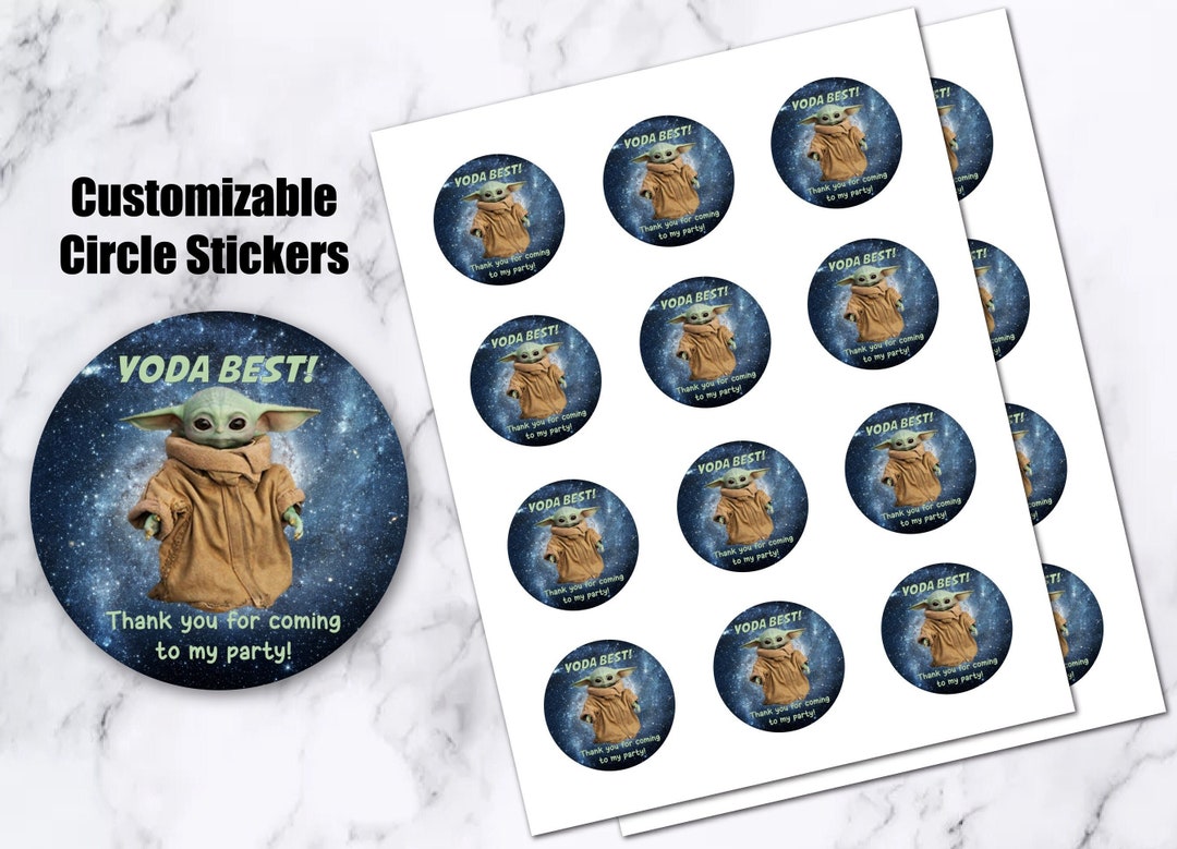 Baby Yoda Party Stickers, Mandalorian Birthday, Baby Yoda Thank You ...