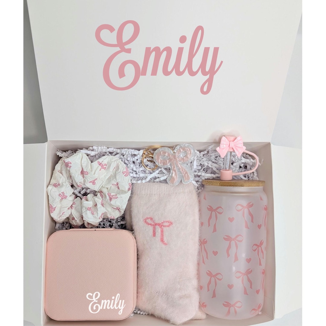 Coquette Gift Box: Pink Bows, Hearts Bottle, Personalized Pre-teen Gift ...