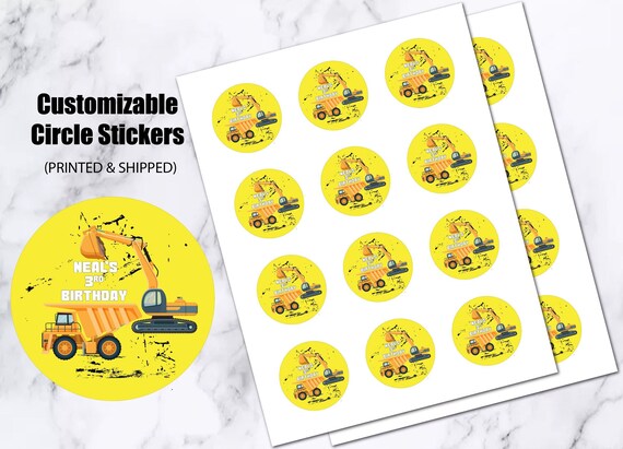 Construction Party Stickers Excavator Birthday Decor Dump | Etsy