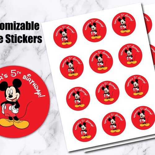 Mickey Mouse Birthday Stickers Birthday Boy Thank You - Etsy