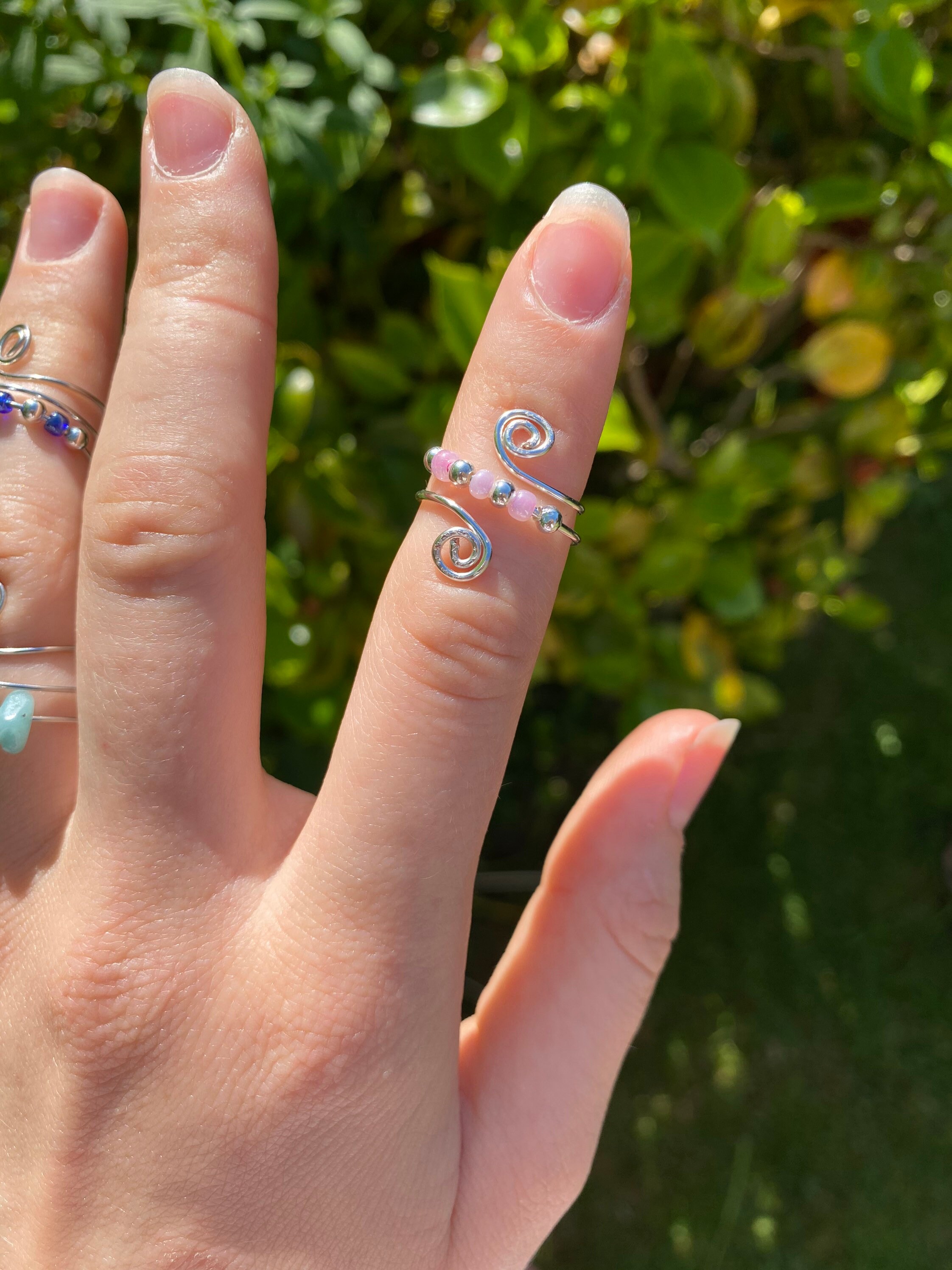 Beaded wire anxiety fidget ring Made to order | Etsy