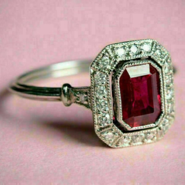 Red Ruby and Diamond Ring - Etsy