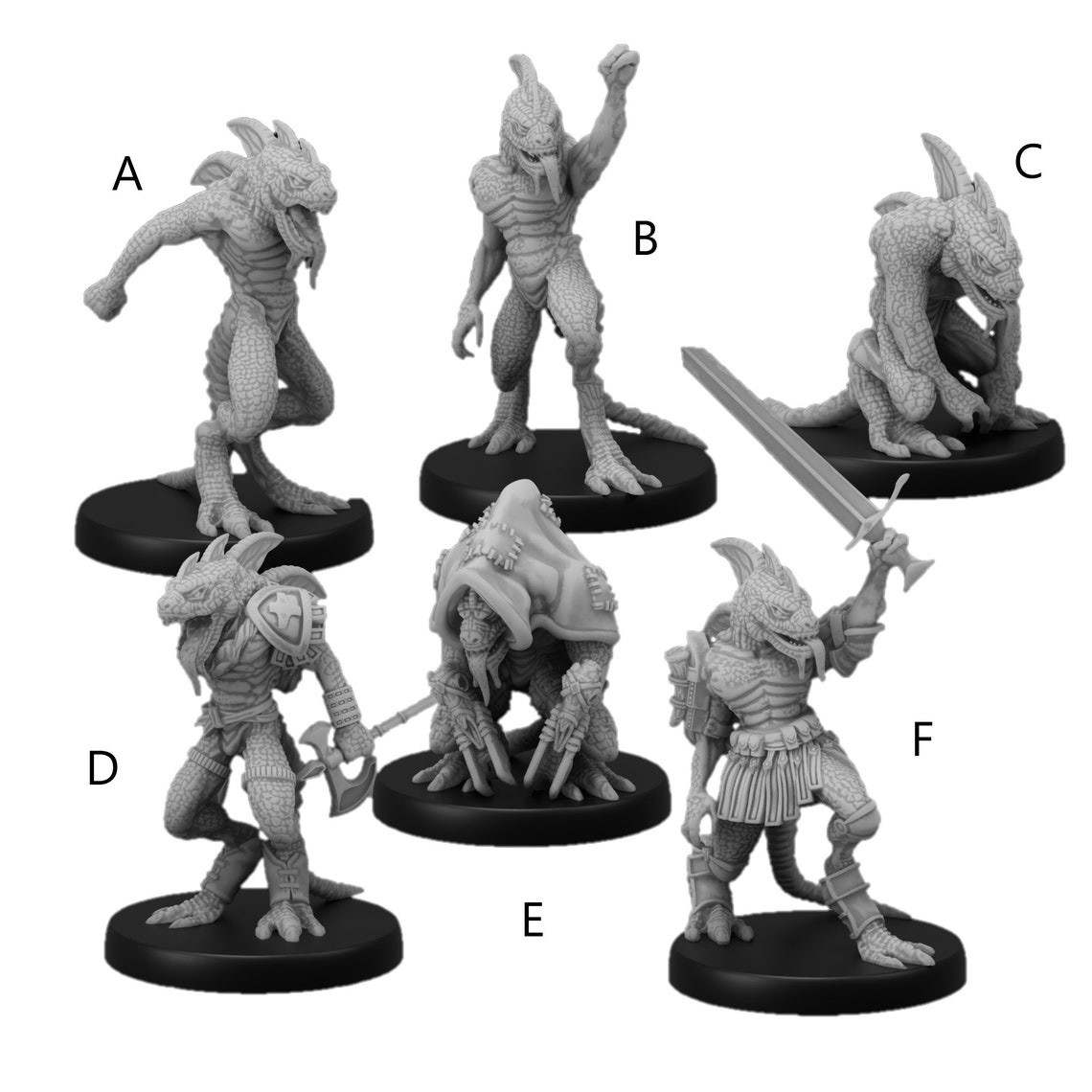 Lizardfolk miniature 3D printed tabletop lizardfolk | Etsy