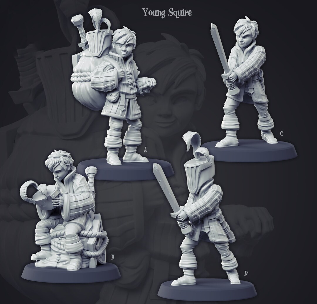 Young Squire Adventurer Miniature | 28mm Scaled Miniature| 3D Printed ...